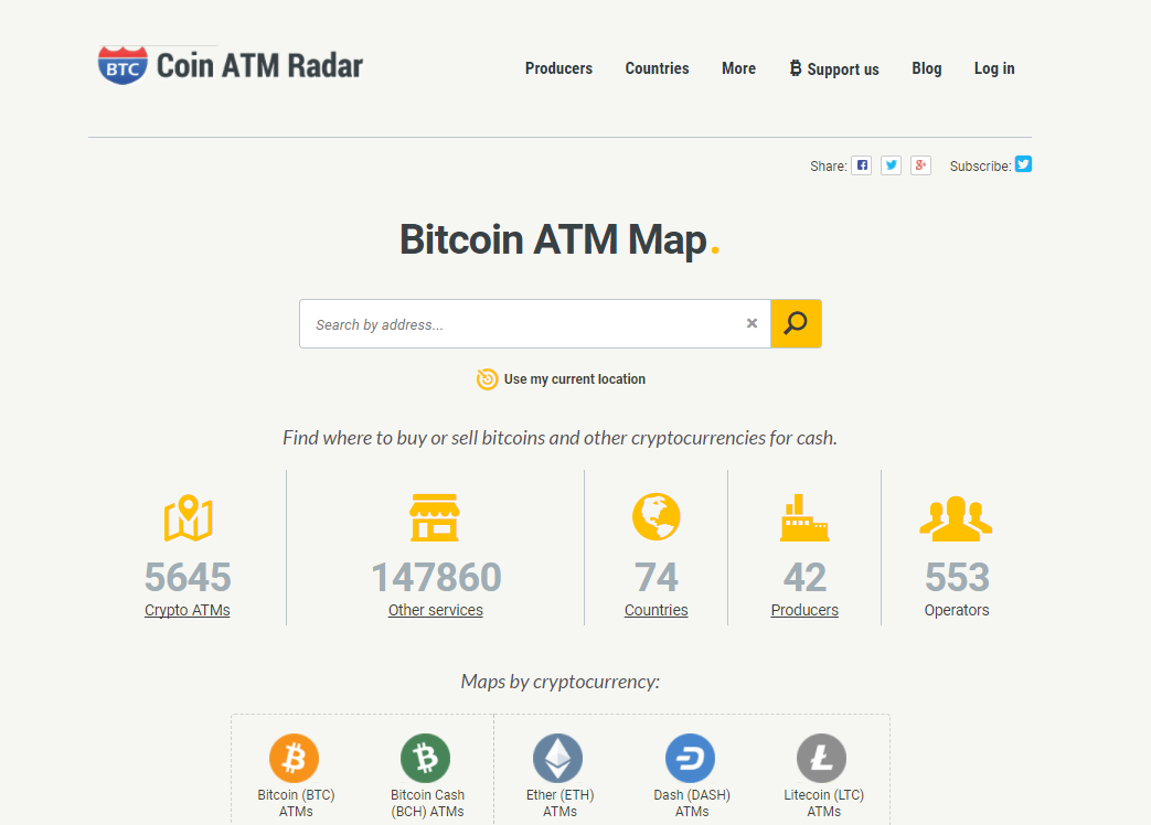 coinatmradar数字货币ATM机地图